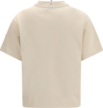 Moncler Logo-Embroidered Cotton T-Shirt - Beige