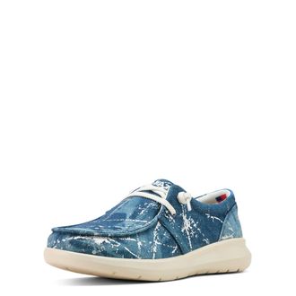 Ariat Womens Hilo Casual Shoe in Silver Splatter Denim, B Medium Width, Size 42.5, by Ariat