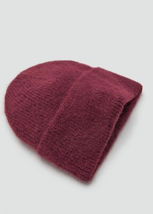 Mango Bonnet maille c&ocirc;tel&eacute;e bordeaux - Femme - Taille unique - MANGO