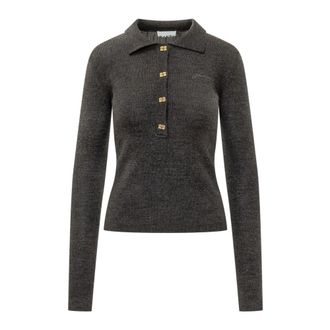Ganni Strick-Poloshirt - - Tops - Damen - Grau - XS