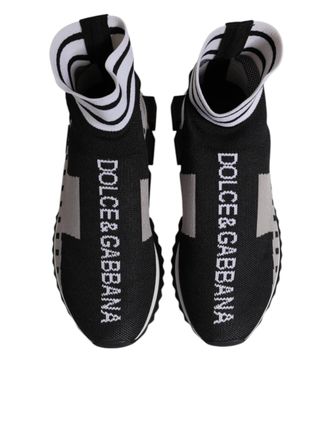 Dolce & Gabbana Black Gray Sorrento Socks Women Sneakers Shoes And Polyester Viscose