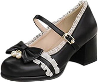 Generic Chaussures r&eacute;tro 2026 pour adolescentes et femmes &agrave; talon &eacute;pais et bout mary, escarpins confortables en similicuir pour bureau, rendez-vous galant, nu