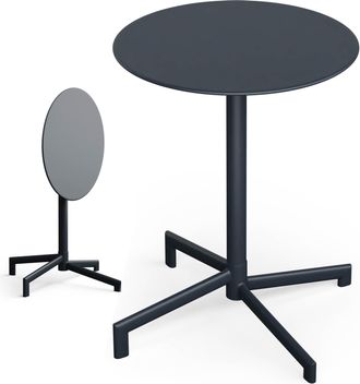 Blumfeldt Bistrotisch - 60 cm Rund Klappbar Outdoor-Tisch, Wetterfester Stahl, Platzsparend, Ideal für Garten, Balkon, Terrasse