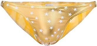 Generic Slip imprimé en similicuir pour homme - Culotte triangle imprimée étoile - Culotte confortable brillante - Taille élastique - Taille basse - Culotte d