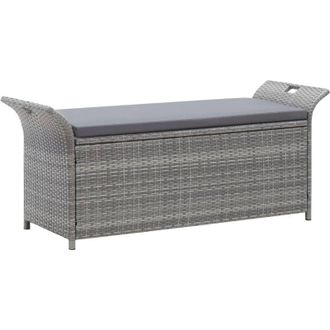 vidaXL Vidaxl - Sitzbank mit Stauraum und Kissen Grau 138 cm Poly Rattan