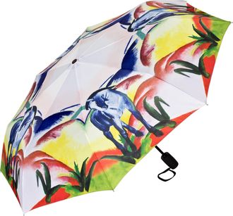 Von Lilienfeld Regenschirm Taschenschirm Franz Marc: Blaues Pferd Windfest Auf-Zu-Automatik Stabil Leicht Kompakt Kunst