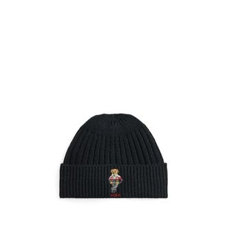 Polo Ralph Lauren Bonnet c&ocirc;tel&eacute; brod&eacute; en laine m&eacute;lang&eacute;e