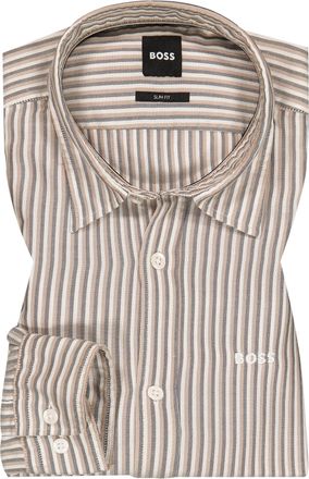 HUGO BOSS Herren Hemd beige gestreift Slim Fit
