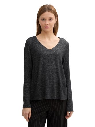 Tom Tailor Damen 1044449 Longsleeve T-Shirt, 10522-Shale Grey Melange, XS