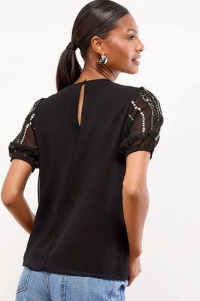 Lipsy T-Shirt Lipsy T-Shirt mit Puff&auml;rmeln, Regular (1-tlg)