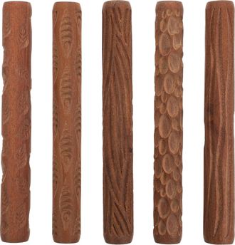 Valiclud 5 St&uuml;ck Teiliges T&ouml;pferwerkzeug Holz mit Strukturierten Musterrollen Leichtes Langlebiges Modellierwerkzeug f&uuml;r Kreative Lehmgestaltung f&uuml;r DIY Handwe