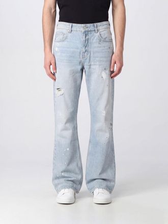 Represent Jean &eacute;vas&eacute; en denim de coton &agrave; effet us&eacute; et motif abstrait