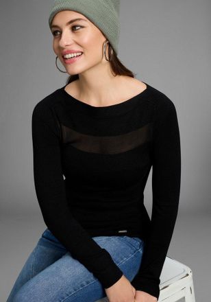 Bruno Banani Strickpullover mit Mesh-Einsatz