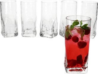 MamboCat 6er Set Frosty Longdrinkgl&auml;ser I 400ml I 6 Personen I hohes Trinkglas mit schwerem Boden & EIS-Relief f&uuml;r Wasser, Saft, Cocktails & Co