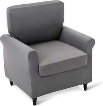 Amazon Basics Hochelastischer Sesselbezug, 1-Sitzer Sofabezug Spandex Rutschfester Möbelschoner, Dunkelgrau