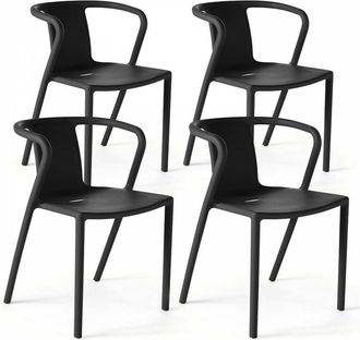 Oviala Lot de 4 chaises en plastique noir