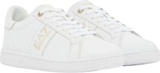 Emporio Armani Femme, Chaussures, Blanc, Taille: 40 EU Baskets Basses en Cuir