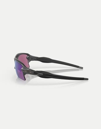 Oakley Flak 2.0 - Rechteckige XL-Sonnenbrille in Stahlgrau mit gr&uuml;n verspiegelten Gl&auml;sern