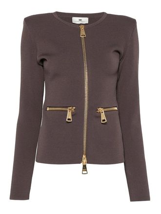 Elisabetta Franchi Pull Col Rond - Marron