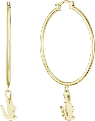 Lacoste Creolen Für Männer und Frauen Kollektion CROCODILE aus Edelstahl mit einem Charm in Form eines Krokodils - Erhältlich aus Gold oder Silber