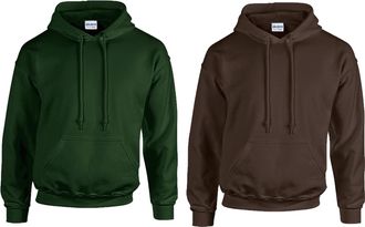 Gildan Herren Kapuzenpullover Adult 50/50. Hooded Sweat/18500, Einfarbig (XXL, 1x Forest Green + 1x Dark Chocolate + 1x HL Kauf Notizblock)