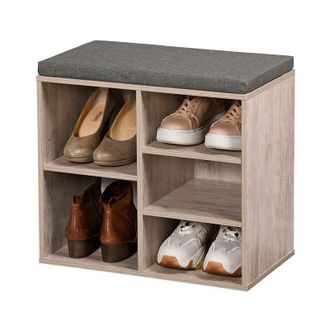 KESPER Meuble &agrave; chaussures en bois avec coussin dassise - Marron - l 51,5 x h 48 cm - Livraison gratuite