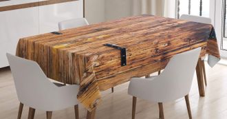 Abakuhaus Antiquität Tischdecke, Holzbohlen in Hellen Tönen, Inn und Outdoor Bereich geeignet Waschbar Druck Klare Farben Kein Verblassen, 140 x 170 cm, Holzbra