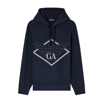 Emporio Armani Blaues Sweatshirt mit Kordelkapuze - - Sweatshirts & Hoodies - Herren - Blau - L