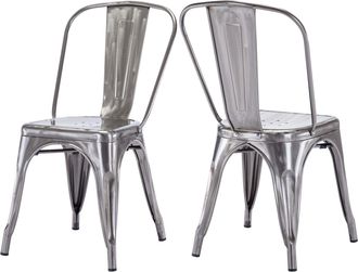 Duhome Metallstuhl Bistrostuhl 2er Set aus Eisen Esszimmerstuhl mit R&uuml;ckenlehne, Stapelbare K&uuml;chenst&uuml;hle Industriedesign, Metallic