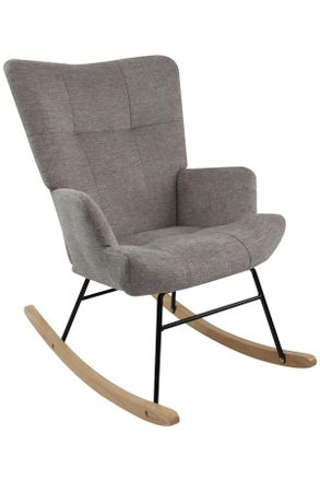 Livetastic Schaukelstuhl, Grau, Textil, Kautschukholz, massiv, 63x91x52 cm, Schaukelfunktion, Stühle