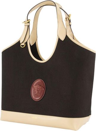 Versace Womens Large Shopper Bag - Versace Leather Black Calfskin Totes-Shopping-Bags