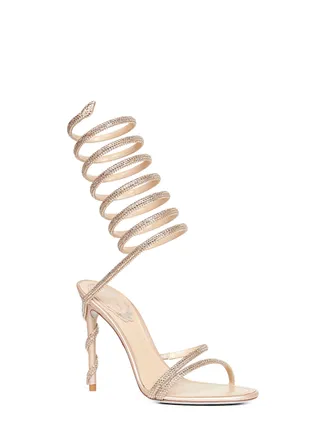 Rene Caovilla Womens Beige Margot 105 Jeweled Sandals Viscose