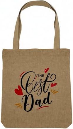 Fabulous Sac Shopping Tote Bag Aspect Lin - The Best Dad Calligraphie Coeur Papa Fete des P&egrave;res - Sac de Courses Toile Epaisse 360g Beige Naturel Cabas Port&eacute; E