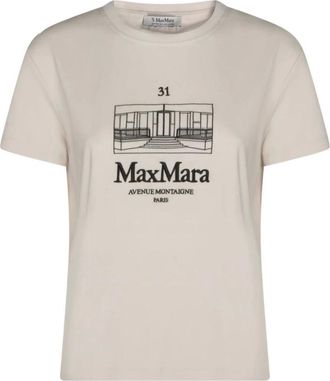 Max Mara Femme, Tops, Beige, Taille: 42 FR Logo Tee