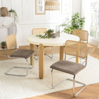 Macabane Macabane - lea - Lot de 2 chaises assise tissu taupe dossier effet cannage