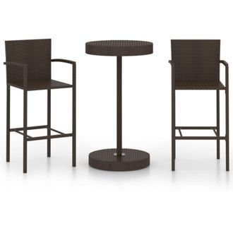 vidaXL 3-tlg. Gartenbar-Set Poly Rattan Braun - Vidaxl