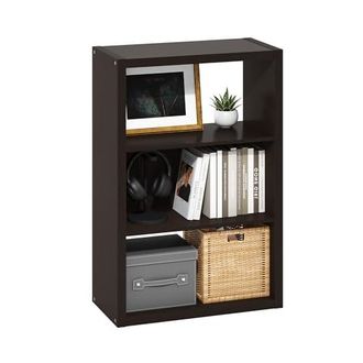 Furinno Viola 3-st&ouml;ckiges Offenes Regal B&uuml;cherregal, B&uuml;cherregal, Dunkle Eiche