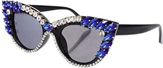 Yarnow Lunettes de Soleil Femme Orn&eacute;es de Cristaux L&eacute;g&egrave;res et Confortables Lunettes Bleues pour Photo et Sport