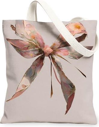 Generic Sacs fourre-tout en toile florale, sacs &agrave; provisions r&eacute;utilisables, vintage l&eacute;gers et lavables avec bandouli&egrave;re en toile F, p&ecirc;che, 13x15 Inch