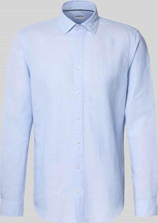 Jake*s Slim Fit Business-Hemd aus Leinen-Mix