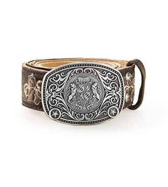 Schöneberger Trachten Couture Alexander Ceinture traditionnelle en cuir pour homme avec broderies - Pantalon en cuir & pantalon traditionnel, Vigne beige, 46-48