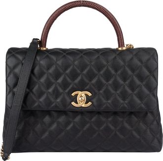 Chanel Crossbody Bags - Chanel Lizard Quilted Caviar Leather CC Coco Top H - Gr. unisize - in Schwarz - f&uuml;r Damen