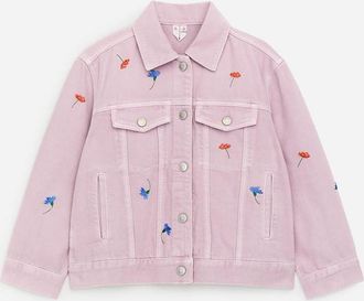Arket Bestickte Jeansjacke -Rosa