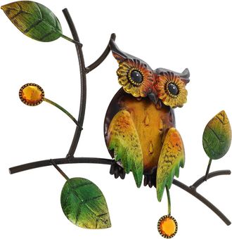 Hemoton Metall Eule Wanddekoration 3D Wandskulptur Eisen Kunst Wanddeko Für Wohnzimmer Garten Balkon Büro Terrasse Landhaus Deko