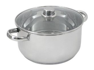 Crealys 502388 10 Liter Edelstahl-Kochtopf, 28 cm Durchmesser - Suppentopf mit Dampfgardeckel aus Glas - für alle Herdarten geeignet, auch Induktion