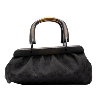 Gucci Sac &agrave; main Pre-owned en toile avec cadre en bois - Femme - Pre-owned - Noir - Taille: ONE Size