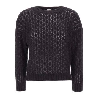 Eleventy Pull en maille ajour&eacute;e en mohair et soie - Femme - Pulls - Noir - Taille: 40 FR