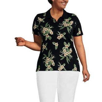 Lands End Supima-Poloshirt, Damen, Gr&ouml;&szlig;e:52-54 plus, Schwarz, Baumwolle, by Lands End