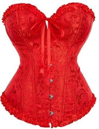 Generico Corset Femme &Eacute;l&eacute;gant Push Up Os En Plastique Vintage Ceinture Corset Mod&eacute;lisant Minceur M&eacute;di&eacute;val Corsage Top Gothique Satin Dentelle Up Bustiers Ceint