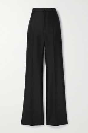 Balenciaga Hose Mit Weitem Bein Aus Einer Woll-mohairmischung - Schwarz